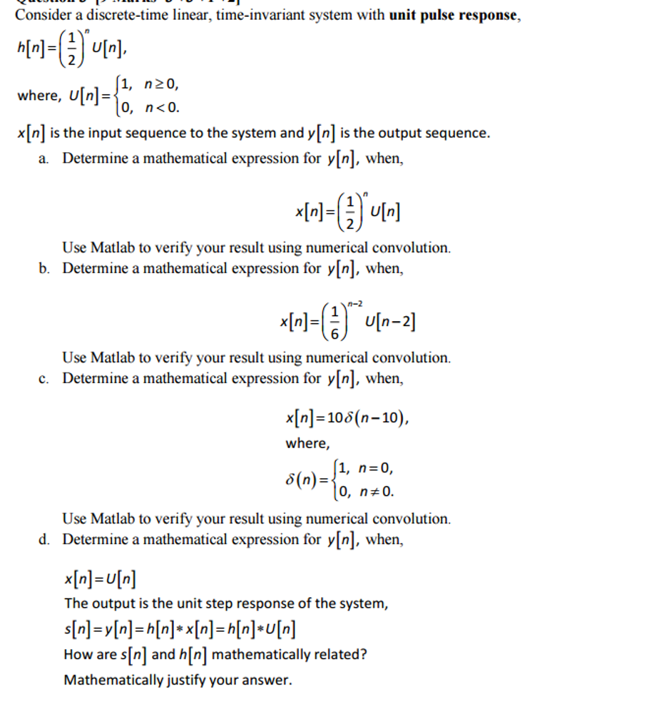 Solved Consider a discrete-time linear, time-invariant | Chegg.com
