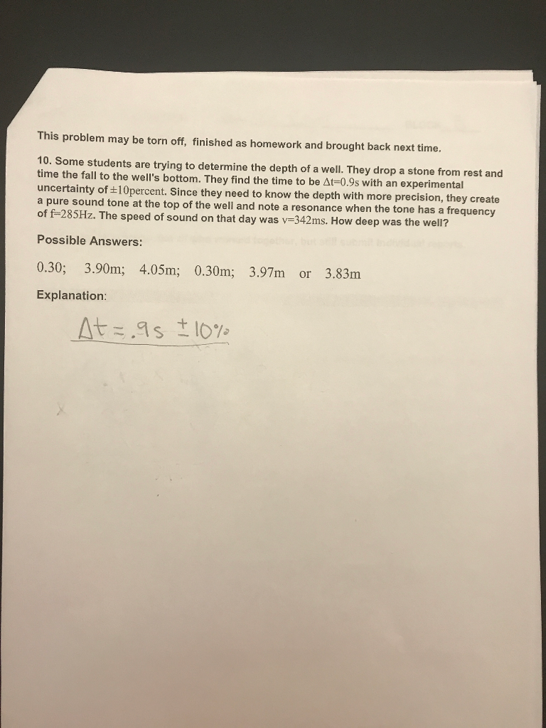 Solved This problem may be torn off, finished as homework | Chegg.com