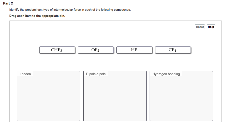 Solved Identify the predominant type of intermolecular force | Chegg.com
