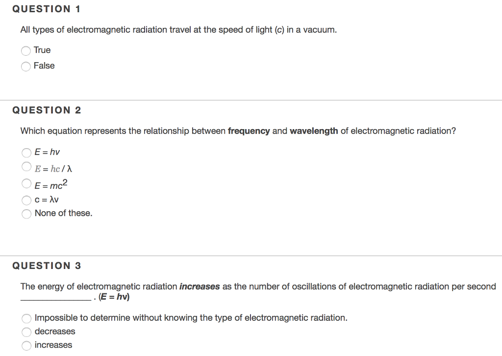 Solved QUESTION 1 All types of electromagnetic radiation | Chegg.com