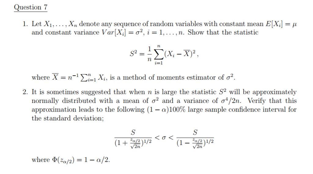 Solved Question7 1. Let X1, ··· , Xn denote any sequence of | Chegg.com