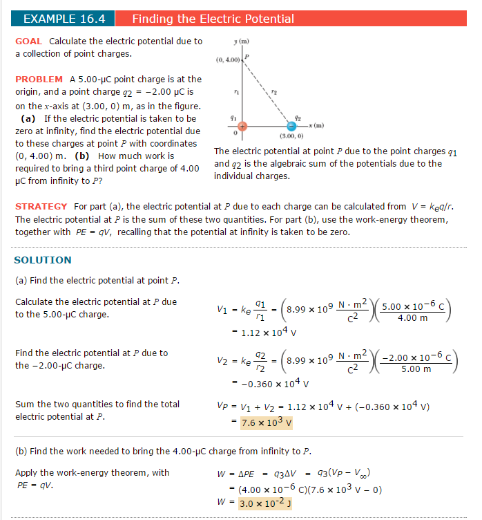 Solved EXAMPLE 16.4F Finding the Electric Potential GOAL | Chegg.com