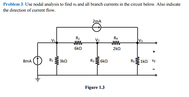 Solved Use nodal analysis to find vo and all branch currents | Chegg.com