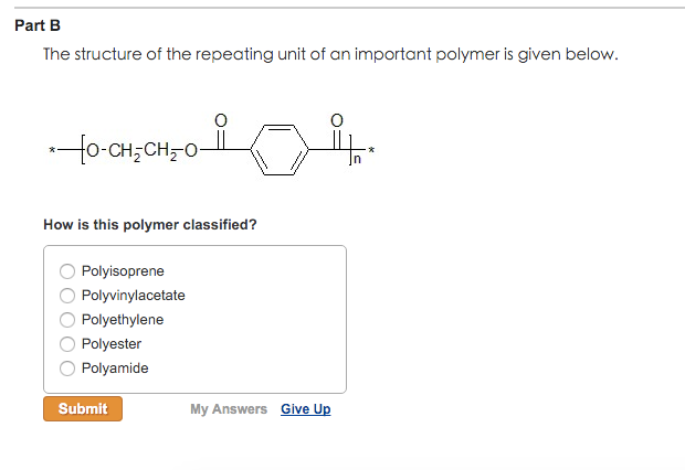 Solved The structure of the repeating unit of an important | Chegg.com