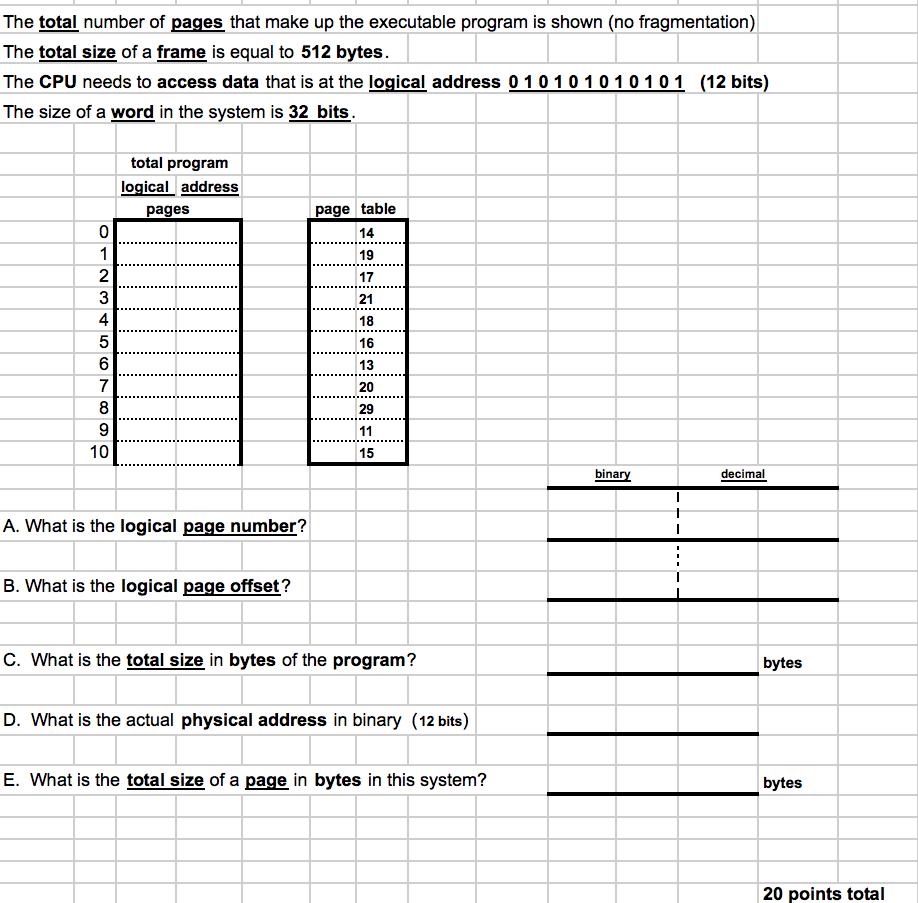 Solved The total number of pages that make up the executable | Chegg.com