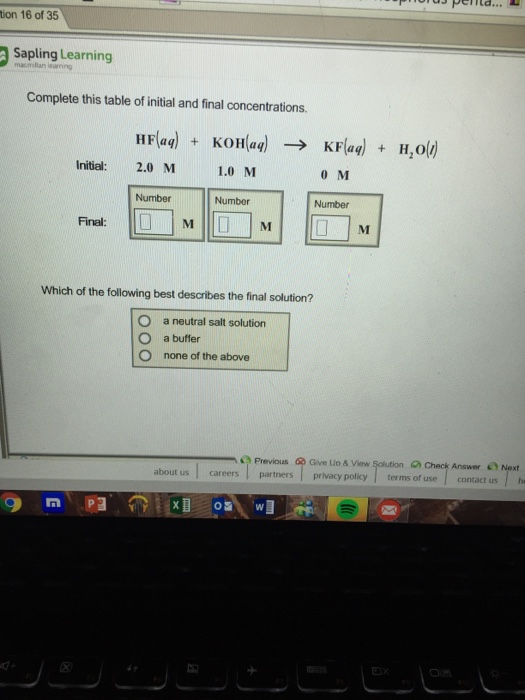 Solved Complete this table of initial and final | Chegg.com