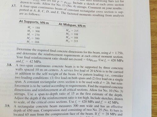 Solved A four-span continuous beam of constant rectangular | Chegg.com