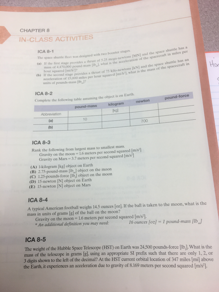 Solved CHAPTER 8 IN-CLASS ACTIVITIES ICA 8-1 and the space | Chegg.com