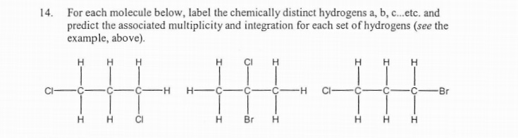 Solved 14. For each molecule below, label the chemically | Chegg.com