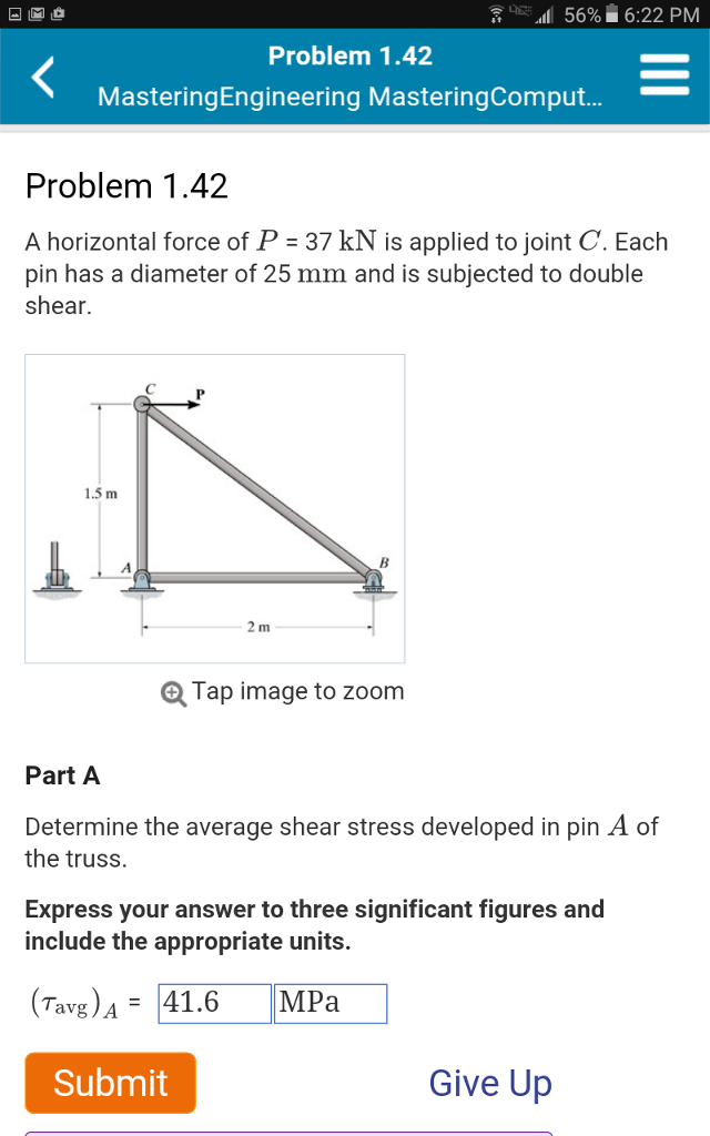 Solved A horizontal force of P = 37 kN is applied to joint | Chegg.com
