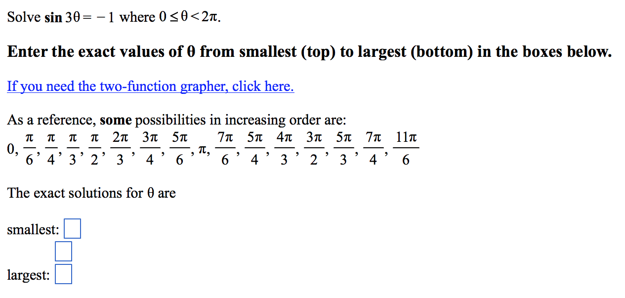 Solved Enter the exact values of theta from smallest (top) | Chegg.com