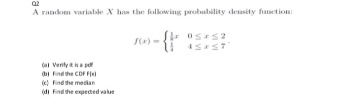 Solved A random variable X has the· following probability | Chegg.com