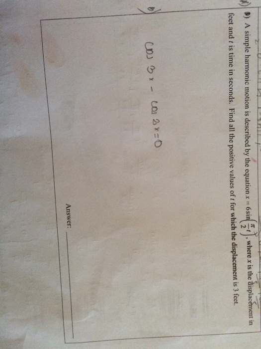 Solved A simple harmonic motion is described by the equation | Chegg.com