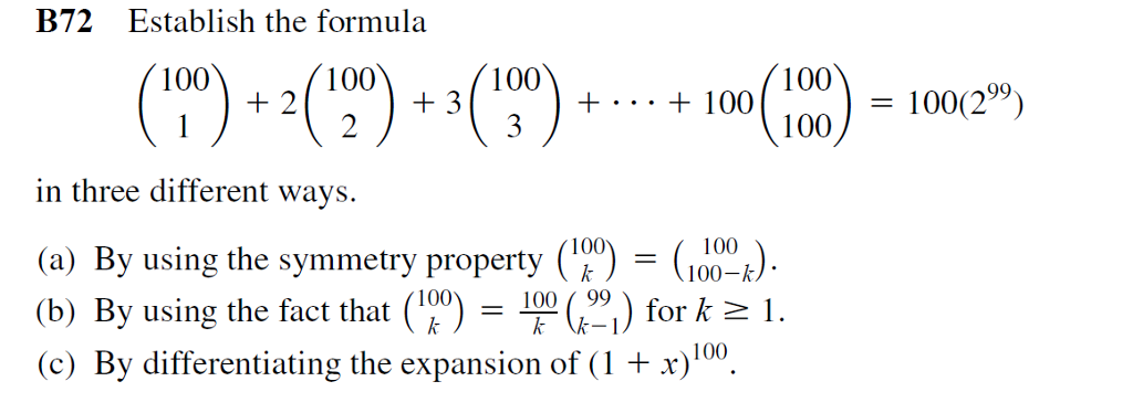 Establish the formula (^100_1) + 2 (^100_2) + 3 | Chegg.com
