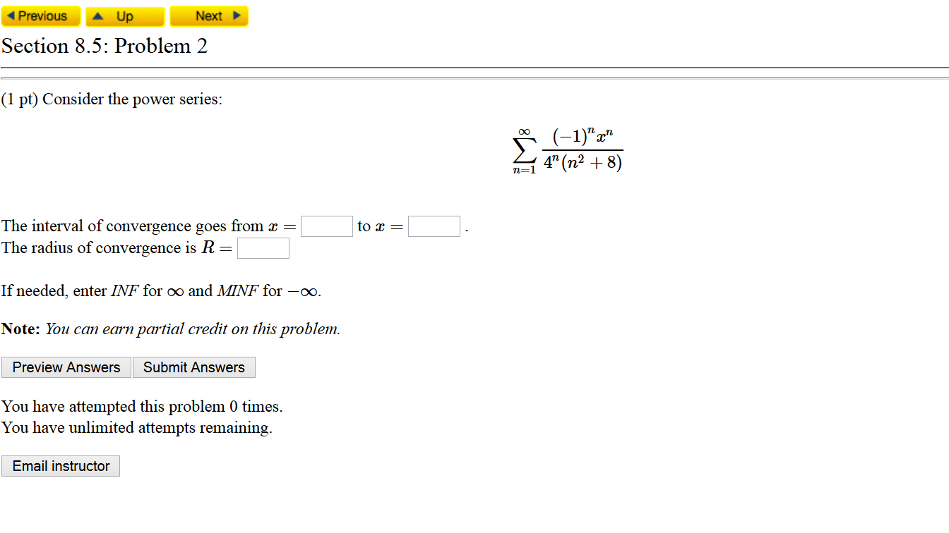 Solved Consider the power series: The interval of | Chegg.com