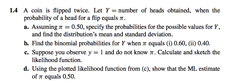 Solved A coin is flipped twice. Let Y = number of heads | Chegg.com