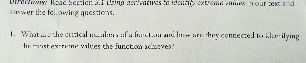 Solved Directions: Read Section 3.1 Using derivatives to | Chegg.com