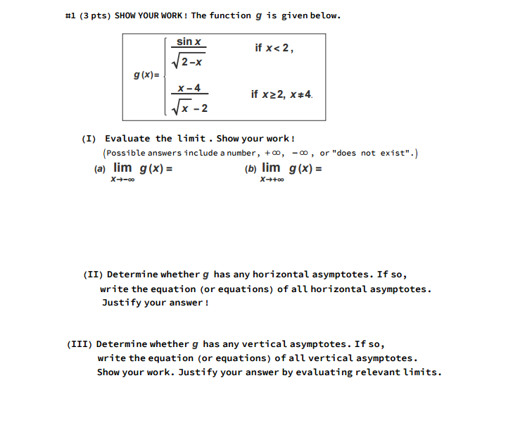Solved The function g is given below. Evaluate the limit. | Chegg.com