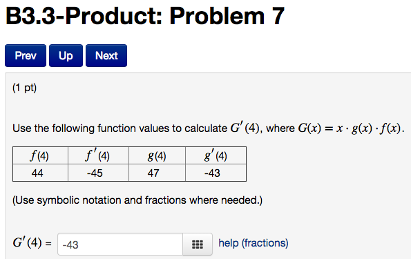 Solved Use the following function values to calculate G' | Chegg.com