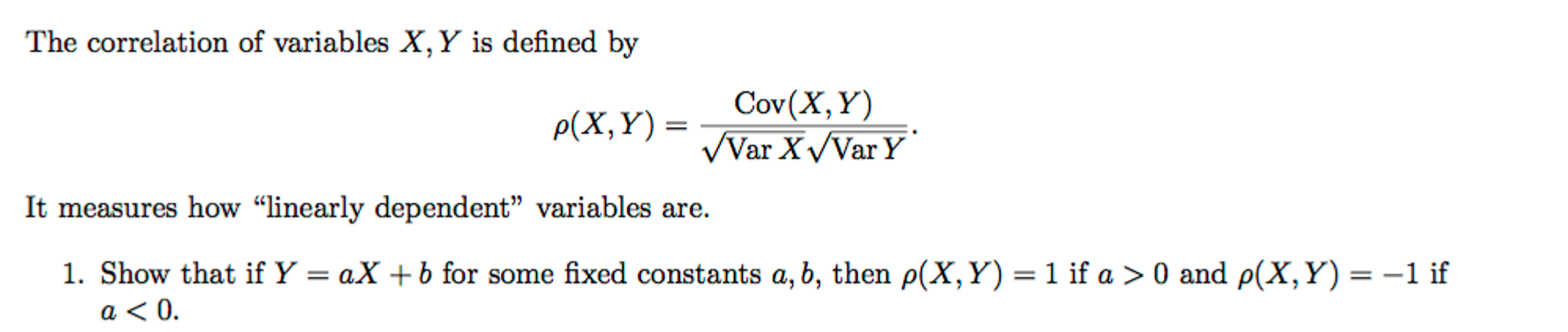 Solved The correlation of variables X, Y is defined by rho | Chegg.com