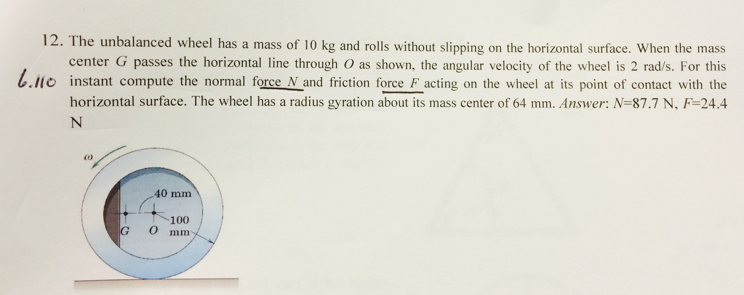 Solved Compute the normal force N and friction force F | Chegg.com