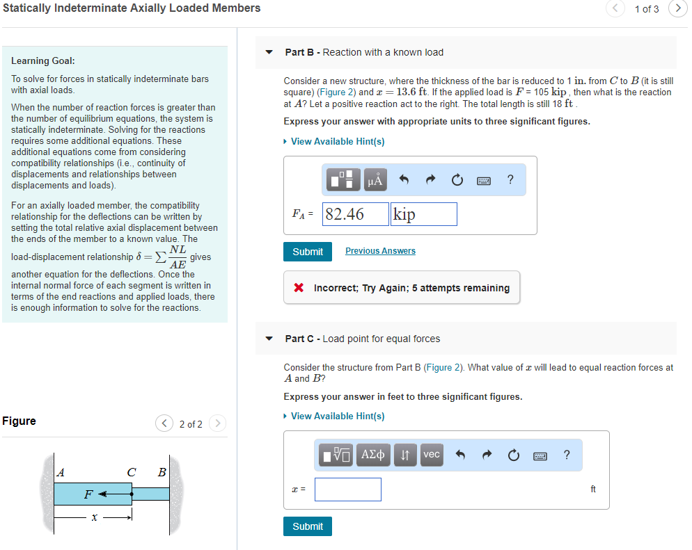 Solved Statically Indeterminate Axially Loaded Members | Chegg.com