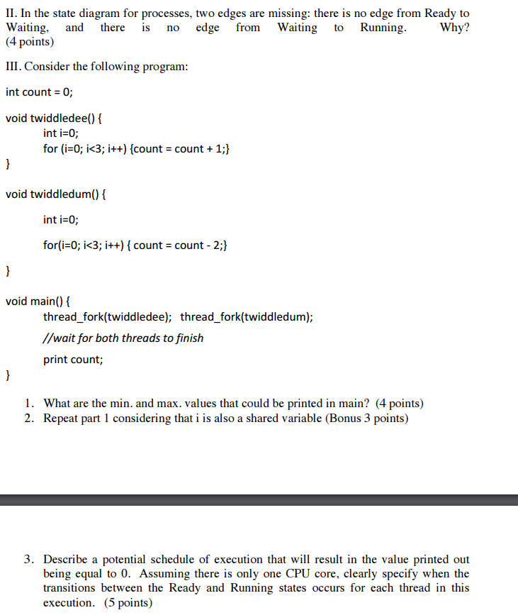 Solved In the state diagram for processes, two edges are | Chegg.com