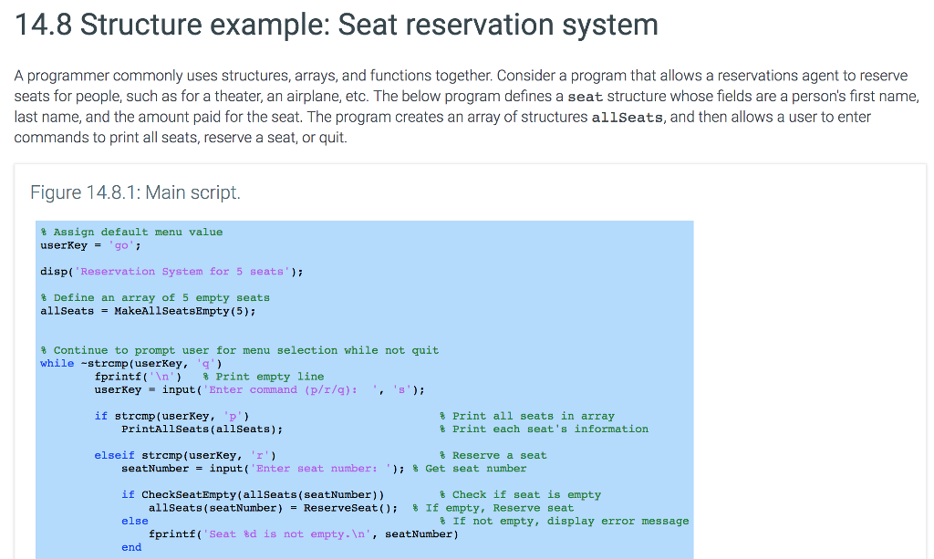 Solved 14.8 Structure example: Seat reservation system A | Chegg.com