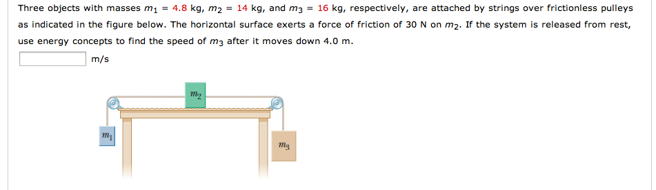 Solved Three objects with masses m1 = 4.8 kg, m2 = 14 kg, | Chegg.com