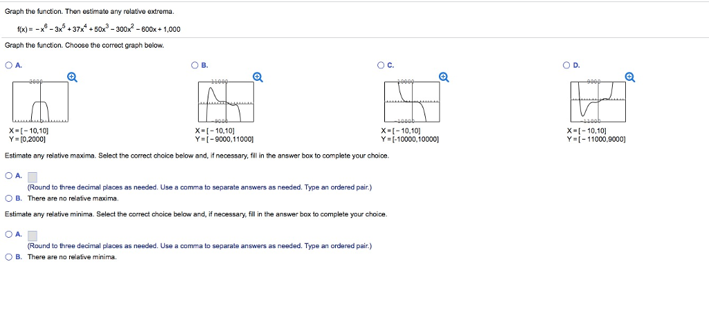 Solved Graph the function. Then estimate any relative | Chegg.com