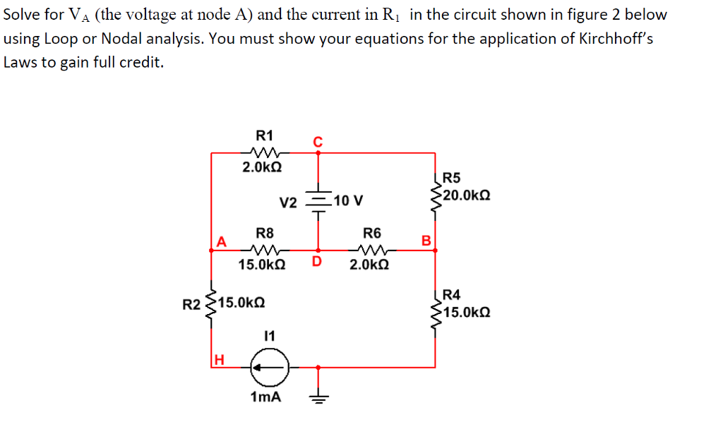Solved Solve for VA (the voltage at node A) and the current | Chegg.com
