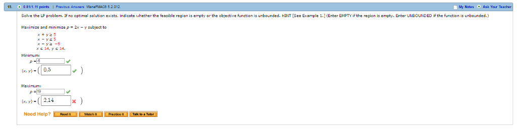 Solved Solve the LP problem. If no optimal solution exists, | Chegg.com