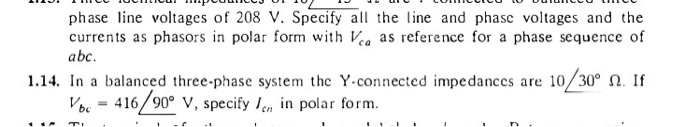 Solved phase line voltages of 208 V. Specify all the line | Chegg.com