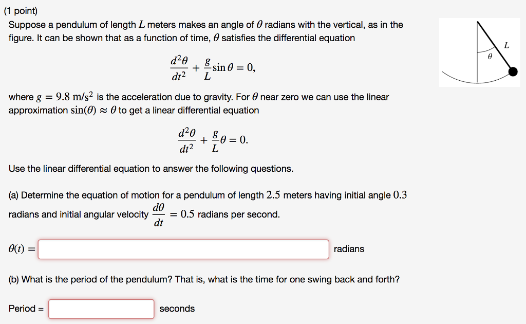 Determine the equation of motion for a pendulum of | Chegg.com