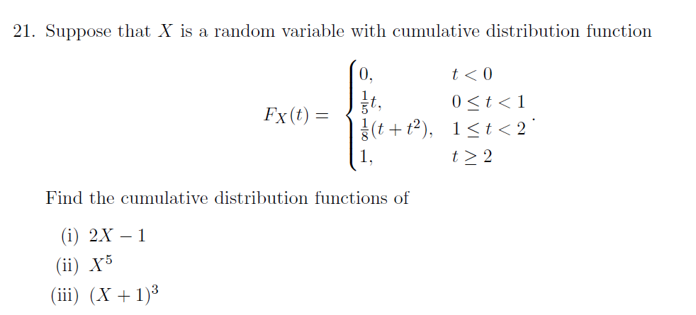 Solved 21. Suppose that X is a random variable with | Chegg.com