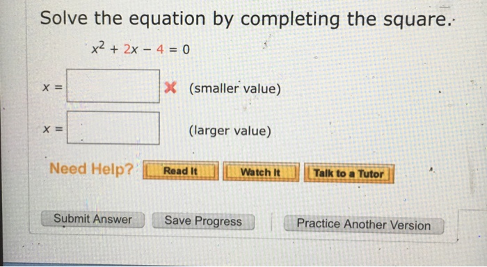 Solved Solve the equation by completing the square. x^2 + 2x | Chegg.com