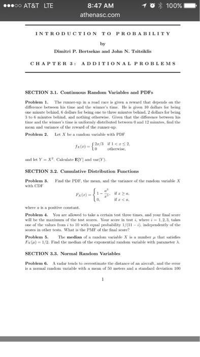 Solved The runner-up in a road race is given a reward that | Chegg.com