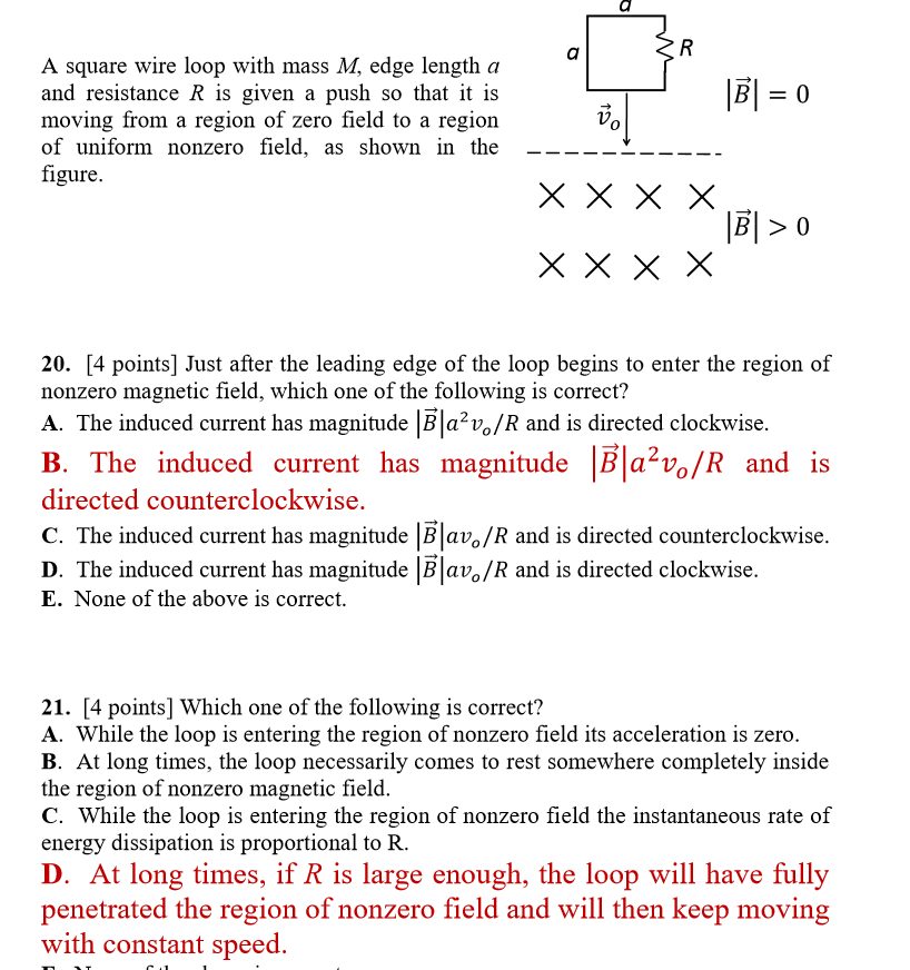 Solved A square wire loop with mass M, edge length a and | Chegg.com
