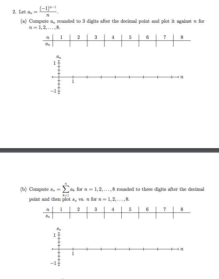 Solved 2. Let a = (-1)-1 (a) Compute an rounded to 3 digits | Chegg.com