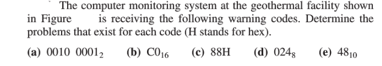 Solved The computer monitoring system at the geothermal | Chegg.com