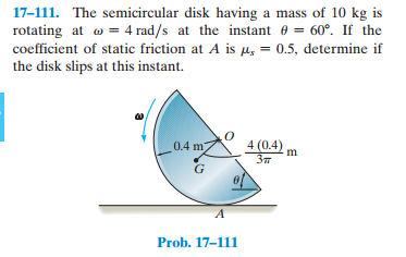 Solved The semicircular disk having a mass of 10 kg is | Chegg.com