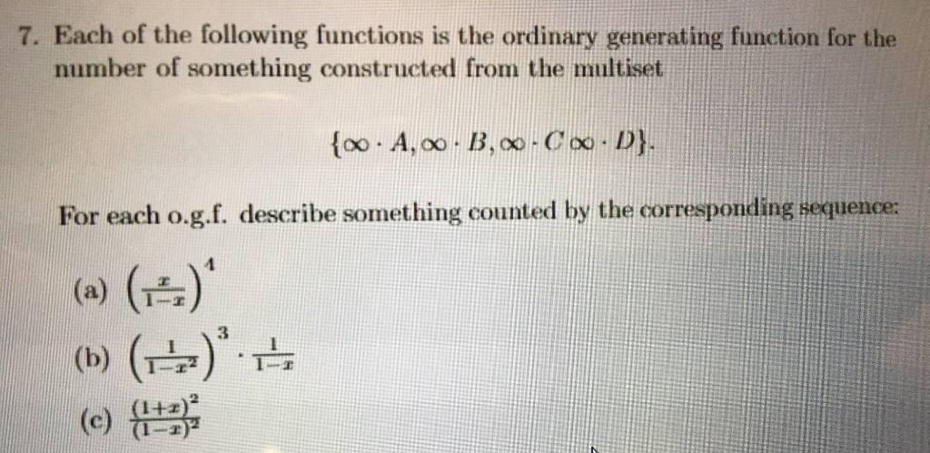 Solved Each Of The Following Functions Is The Ordinary