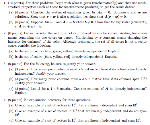 Solved 1. (12 points) For these problems, begin with what is | Chegg.com