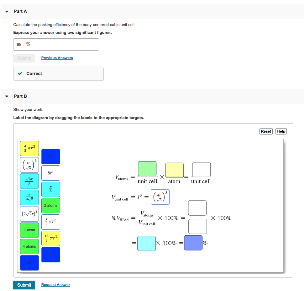 Solved Part A Calculate the packing efficiency of th | Chegg.com