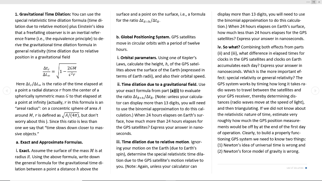 General Relativity Time Dilation Formulas