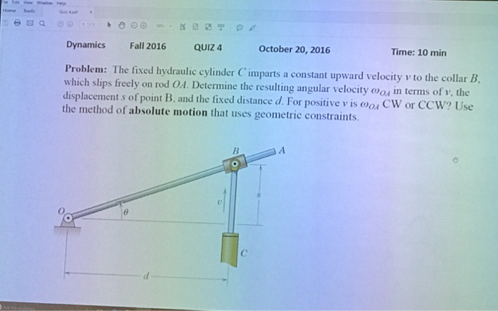 Solved The fixed hydraulic cylinder C imparts a constant | Chegg.com