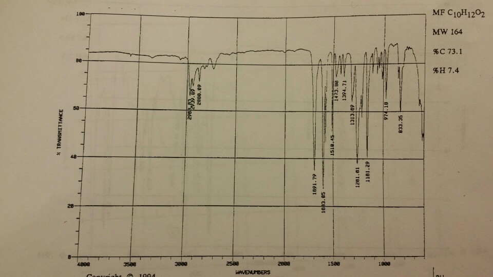 Solved 1. A molecule has the molecular formula C10H12O2. Use | Chegg.com