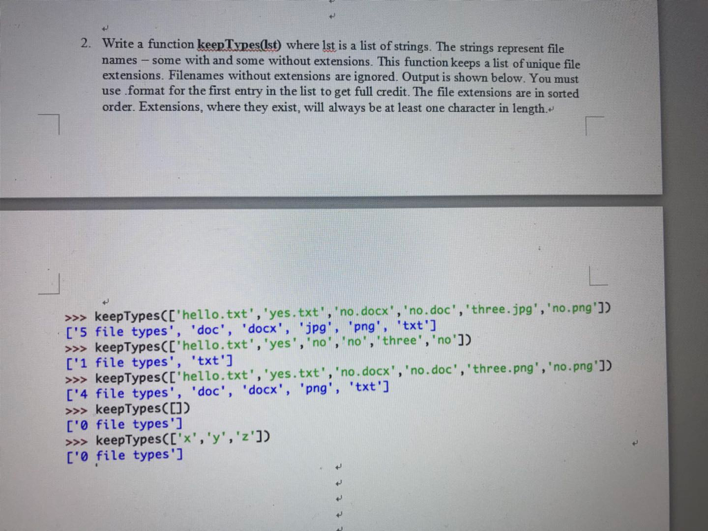 Solved 2Write a function keepTypeslast where Ist is a list | Chegg.com