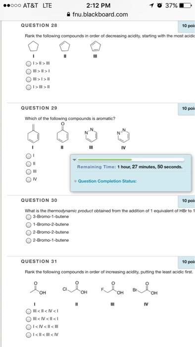 Solved Rank The Following Compounds In Order Of Decreasing