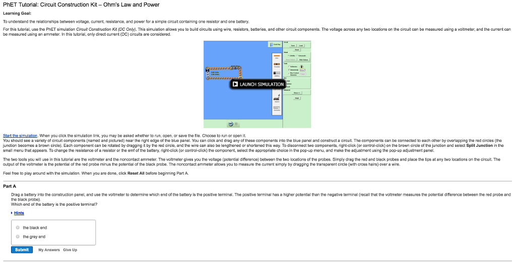 Solved Phet Tutorial Circuit Construction Kit Ohm S Law And